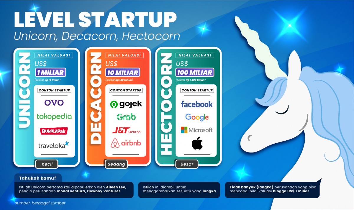 Level Startup Unicorn, Decacorn, Hectocorn